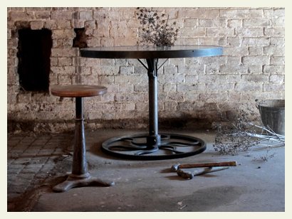 Industrial Cog Dining Table with Wood or Zinc Top | Tables