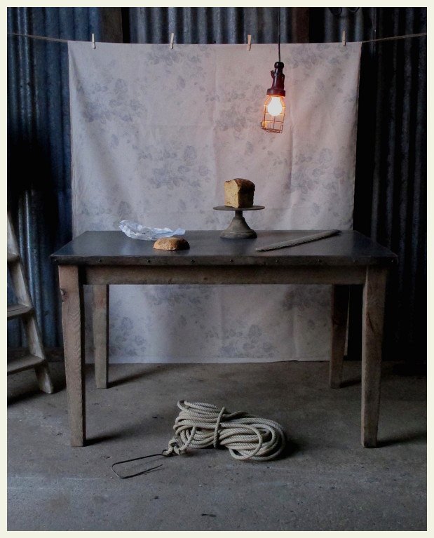 Aged Oak and Iron Table - oak trim | Tables
