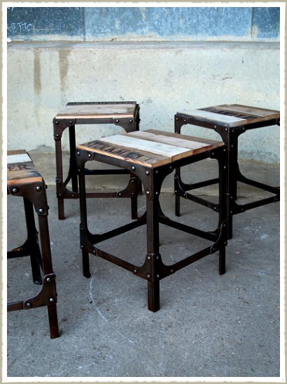 set of four industrial stools. | Seating
